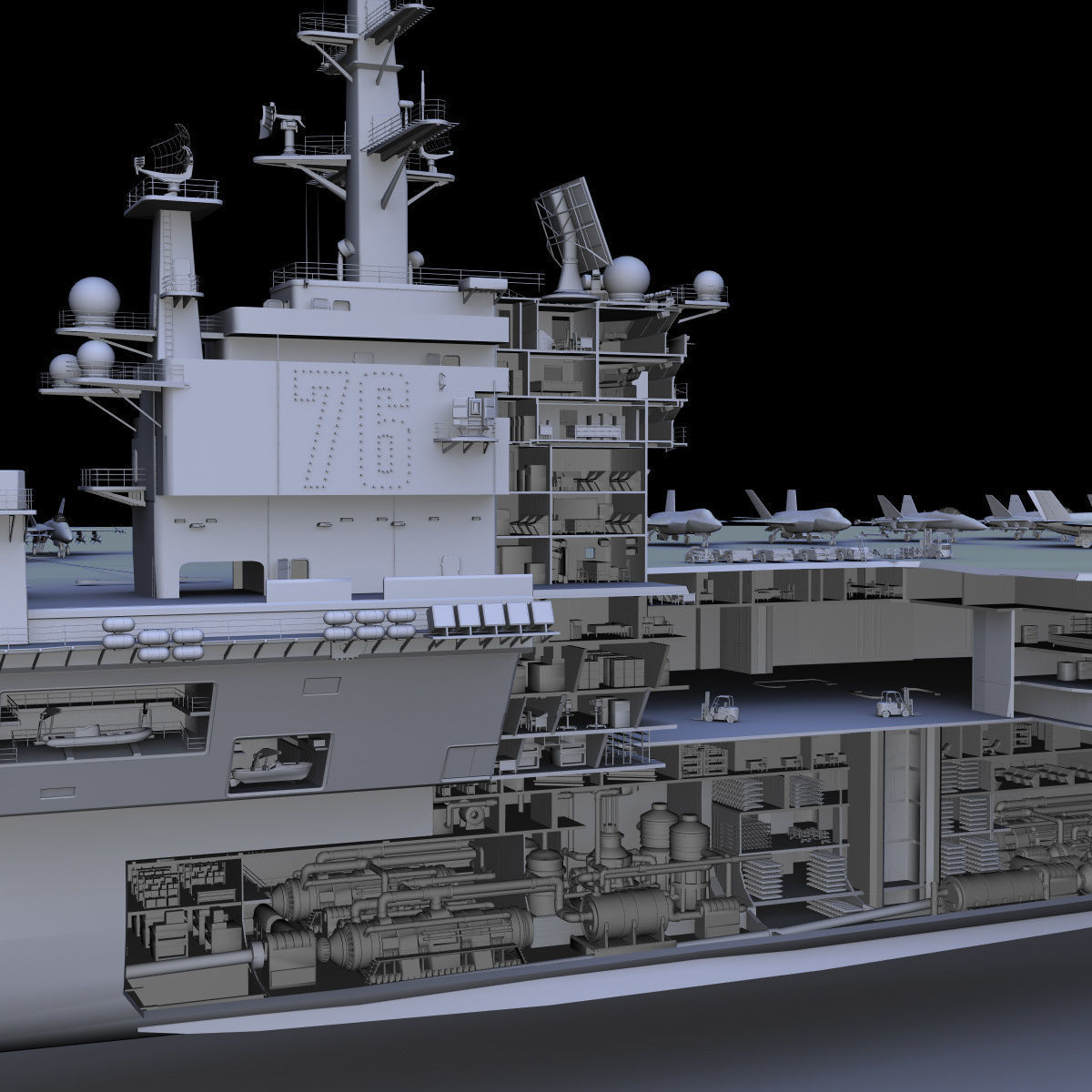 USS Ronald Reagan Aircraft Carrier Cutaway CVN76 3D model | CGTrader