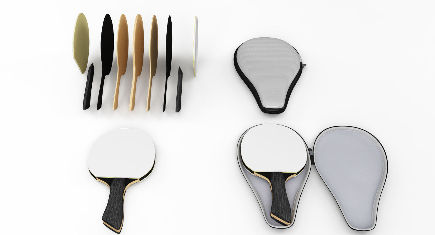 Racket for ping pong with case and exploded view 3D model | CGTrader