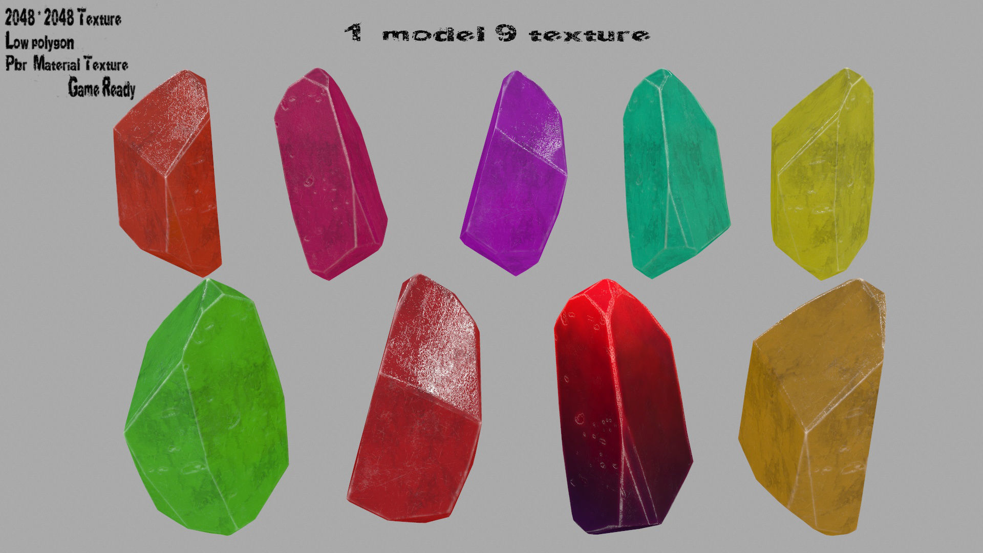 3D model crystal set 3 stone VR / AR / low-poly | CGTrader