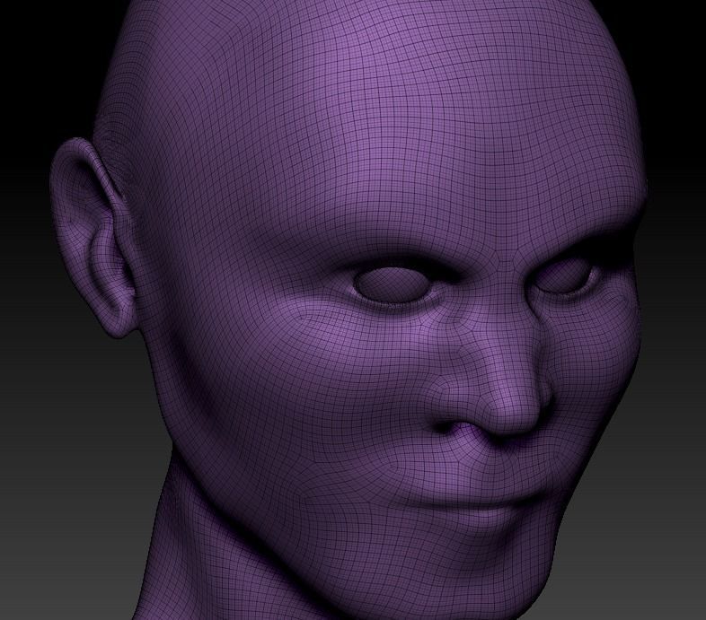 3D model Low quality male head sculpt with 3 subdivision levels VR / AR ...