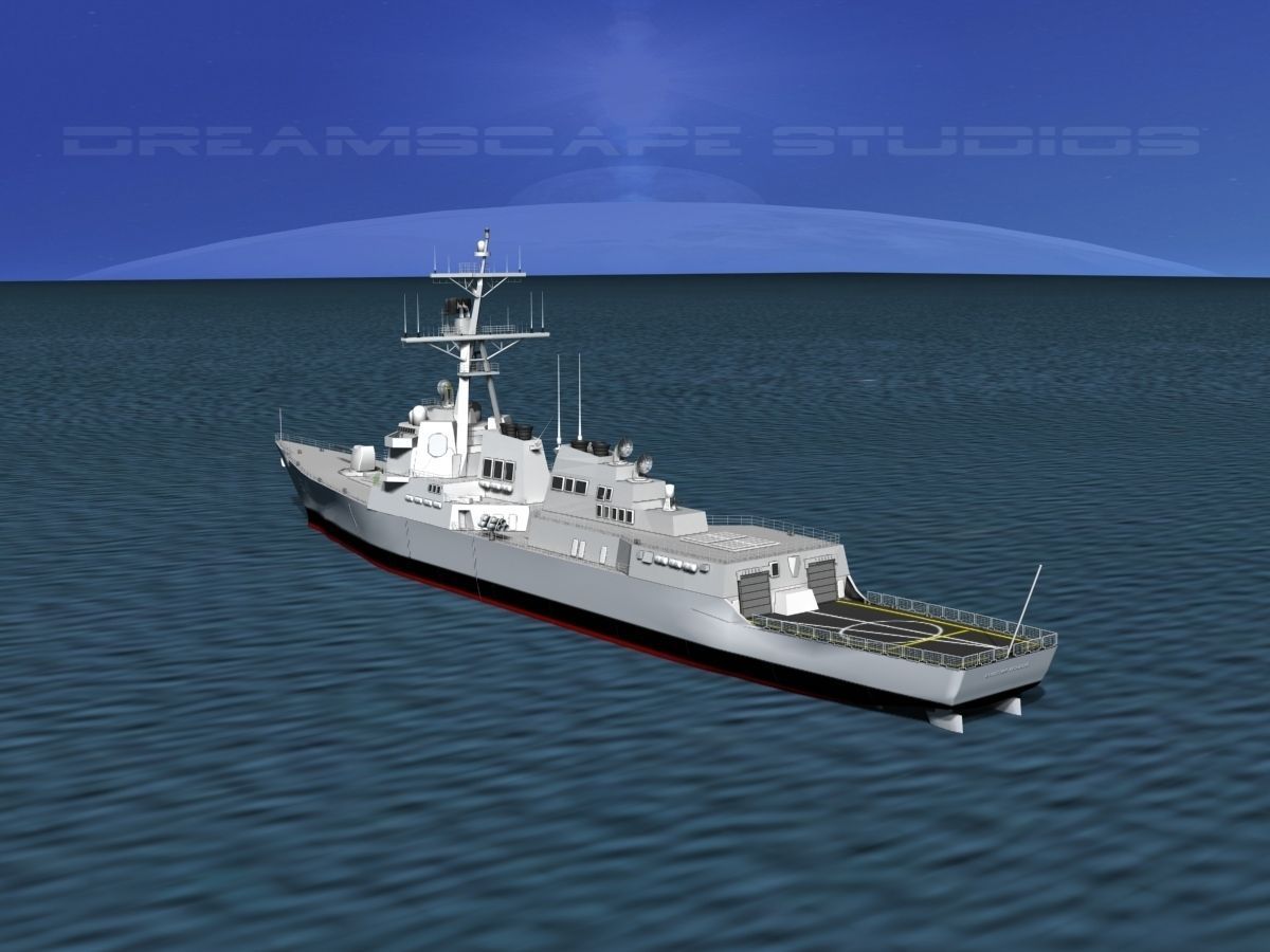Burke Class Destroyer DDG 54 USS Curtiss Wilbur 3D model rigged | CGTrader