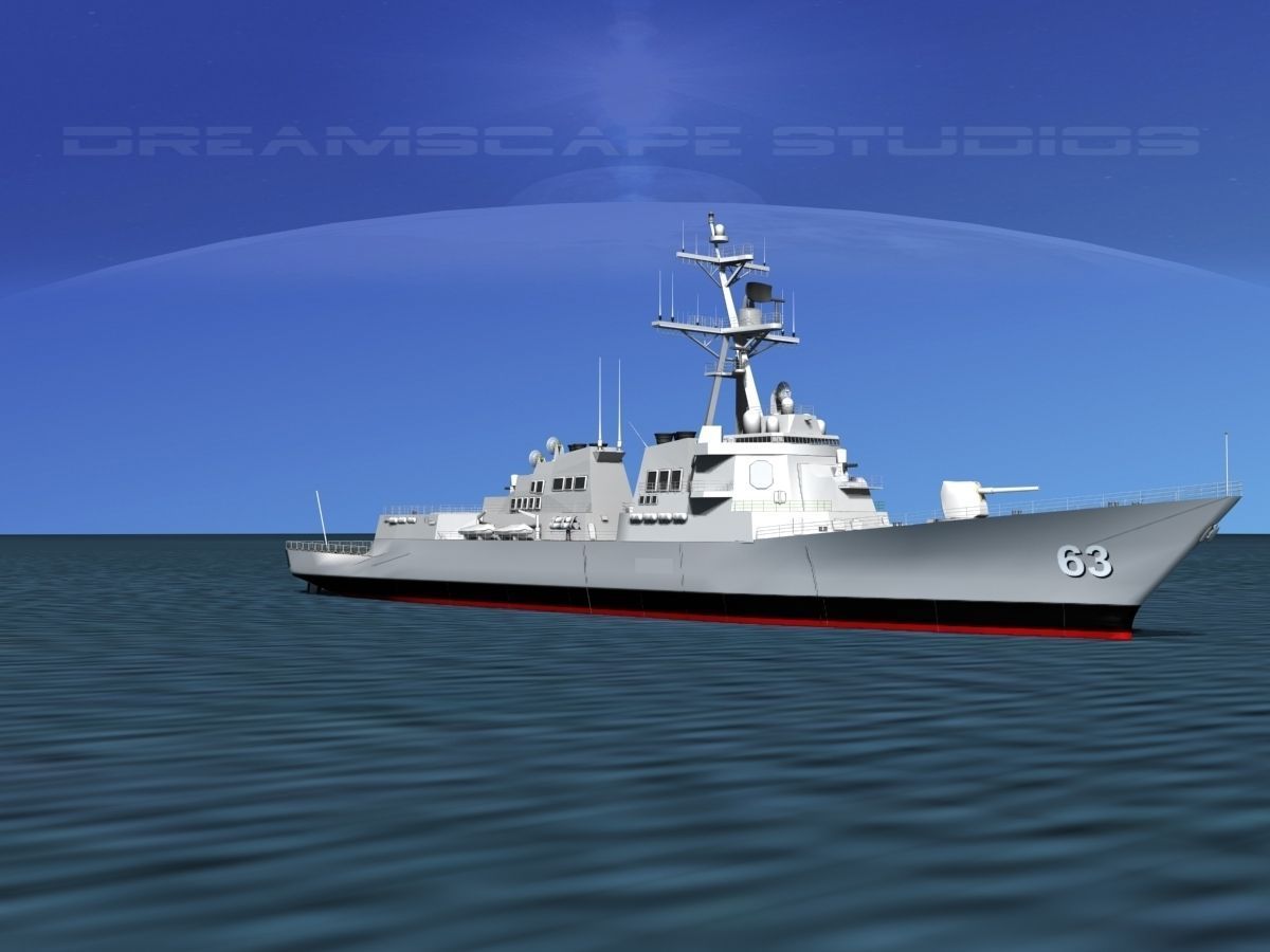 Burke Class Destroyer DDG 63 USS Stethem 3D model rigged | CGTrader