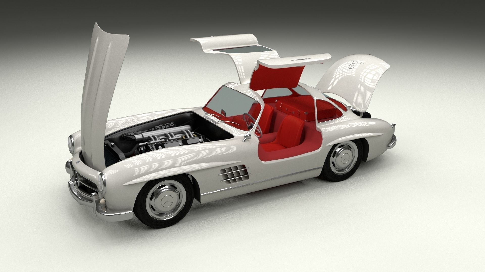 Fully Modelled Rigged Mercedes 300SL Gullwing 3D model rigged | CGTrader