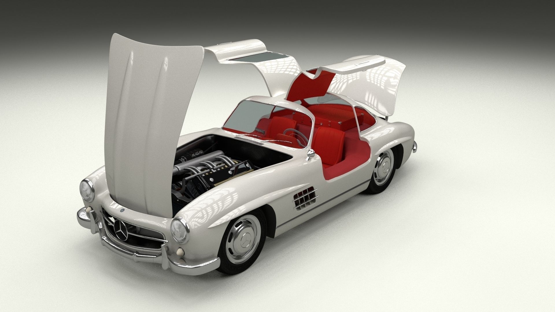 Fully Modelled Rigged Mercedes 300SL Gullwing 3D model rigged | CGTrader