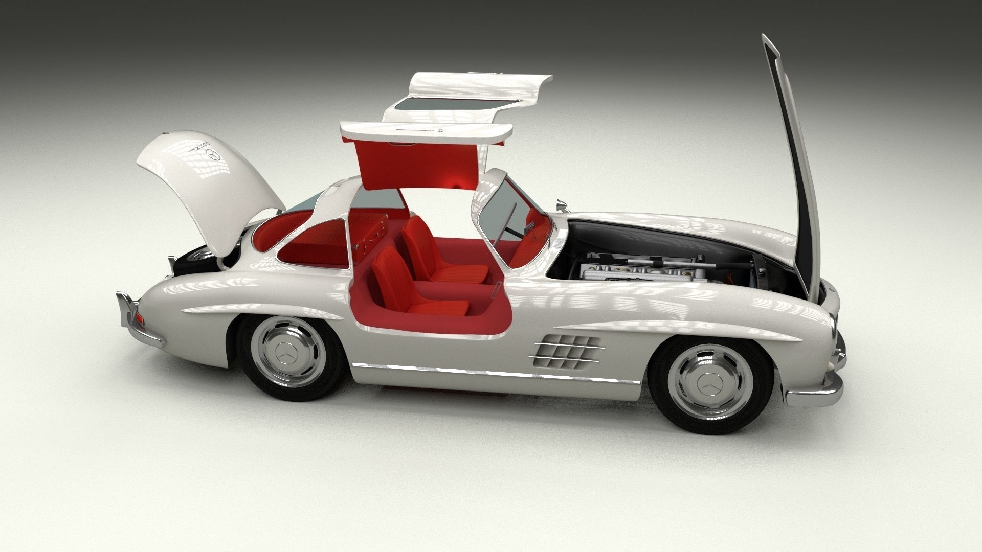 Fully Modelled Rigged Mercedes 300SL Gullwing 3D model rigged | CGTrader