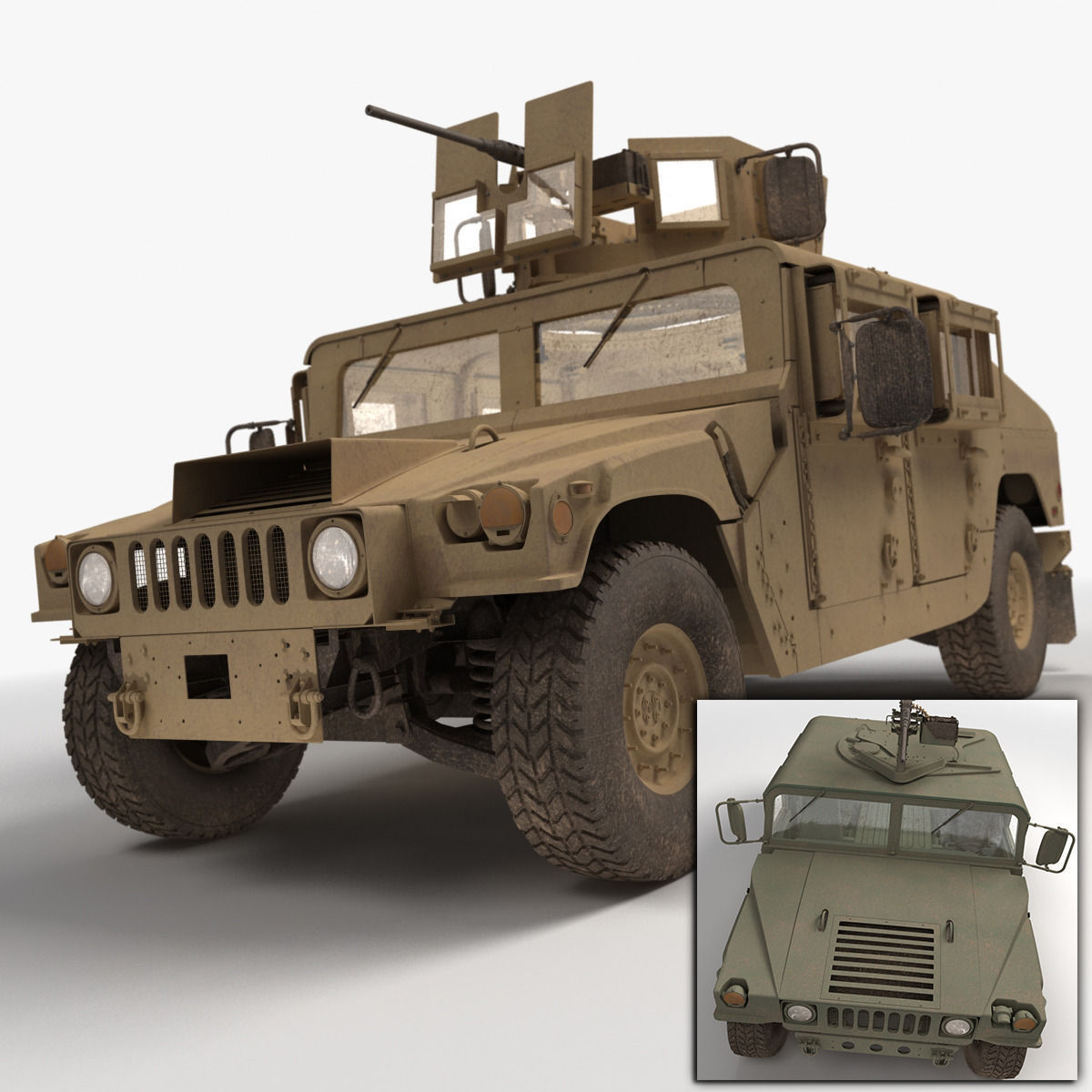 Military Humvee HMMWV 3D Model rigged .max .obj .3ds .fbx .c4d .lwo .lw ...