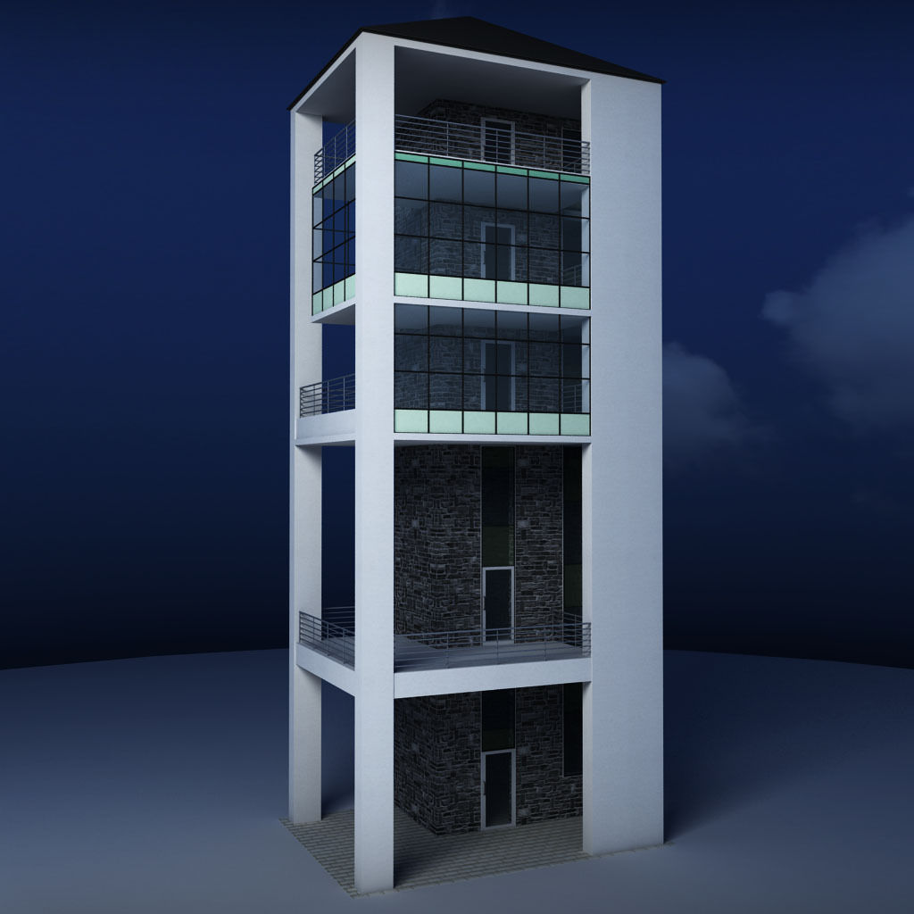 Glass tower city building 3D model | CGTrader