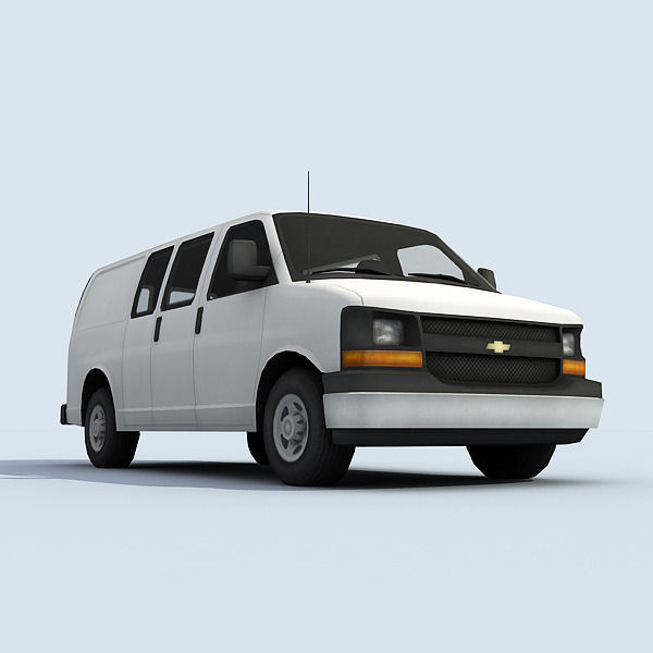 White Full Size Van 3D Model Game ready .max .obj .3ds .fbx .dae .tga ...