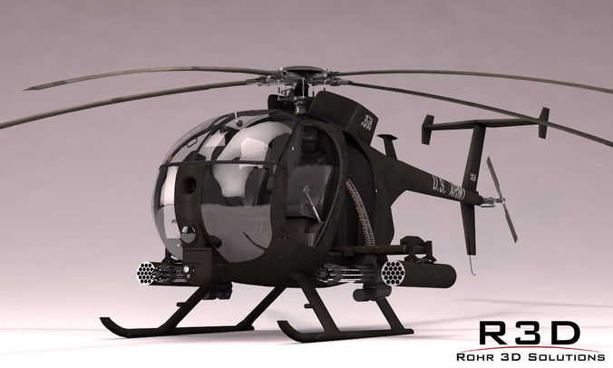 MH-6 Little Bird Gunship 3D Model .max .obj .3ds .fbx .c4d .skp ...
