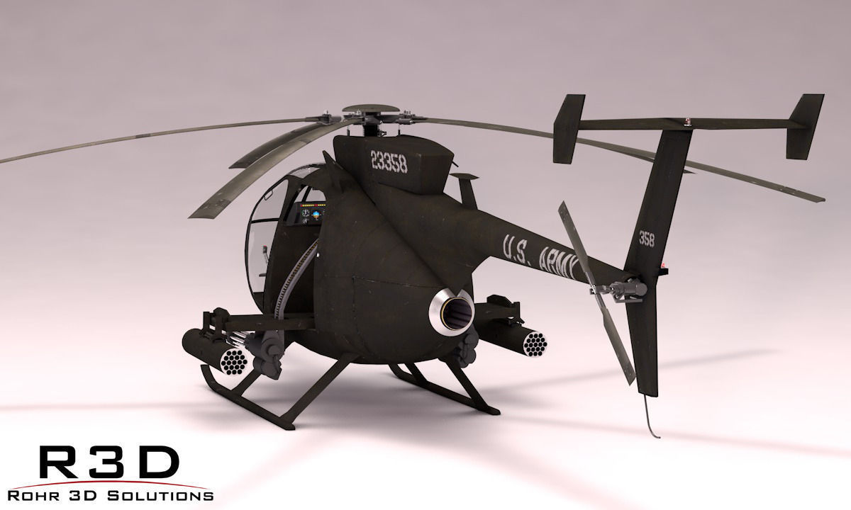 MH-6 Little Bird Gunship 3D Model MAX OBJ 3DS FBX C4D SKP | CGTrader.com
