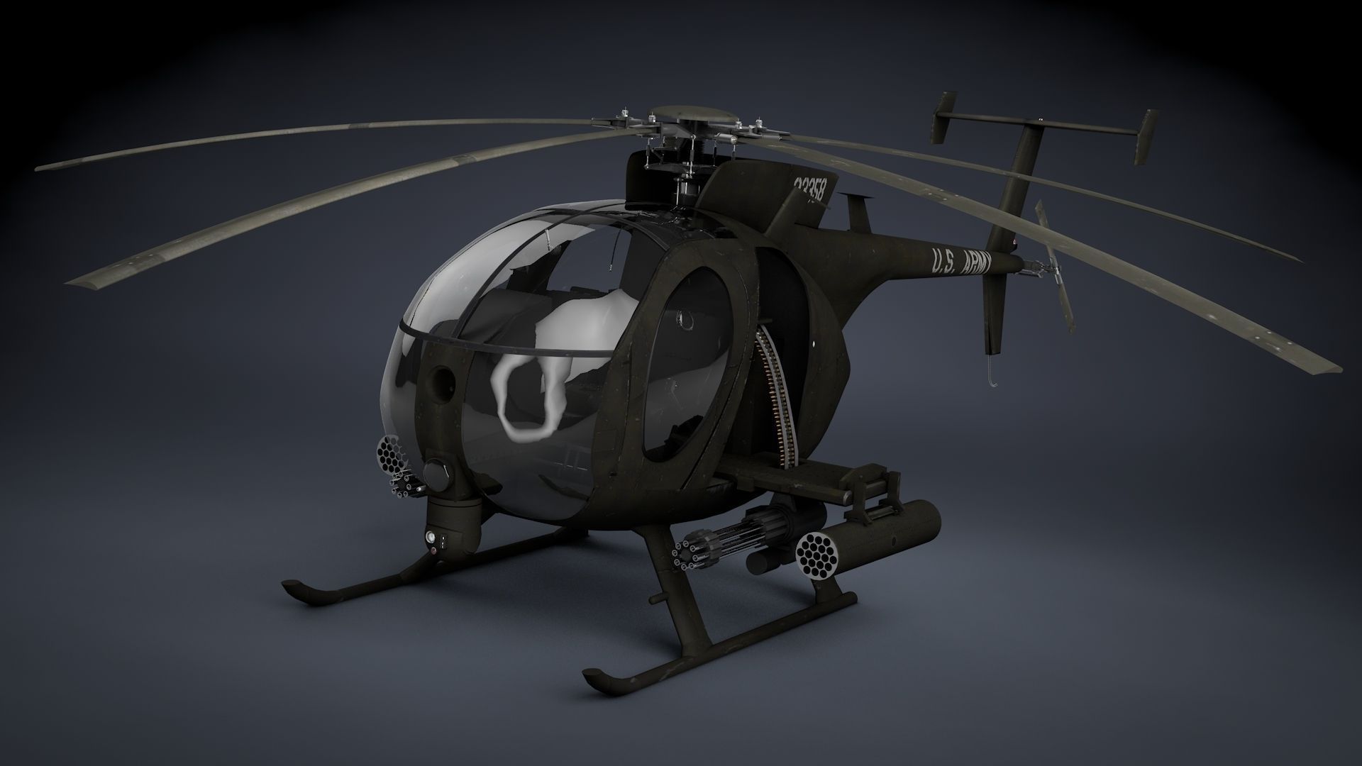 MH-6 Little Bird Gunship 3D Model .max .obj .3ds .fbx .c4d .skp ...