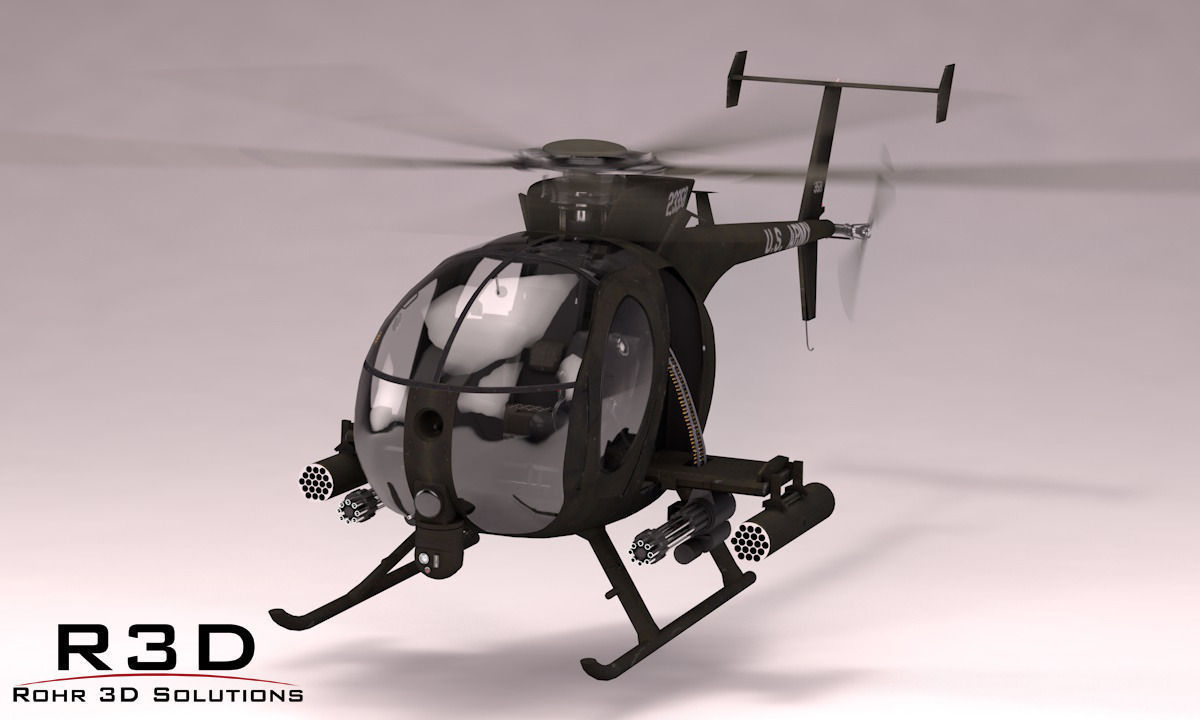 MH-6 Little Bird Gunship 3D Model MAX OBJ 3DS FBX C4D SKP | CGTrader.com