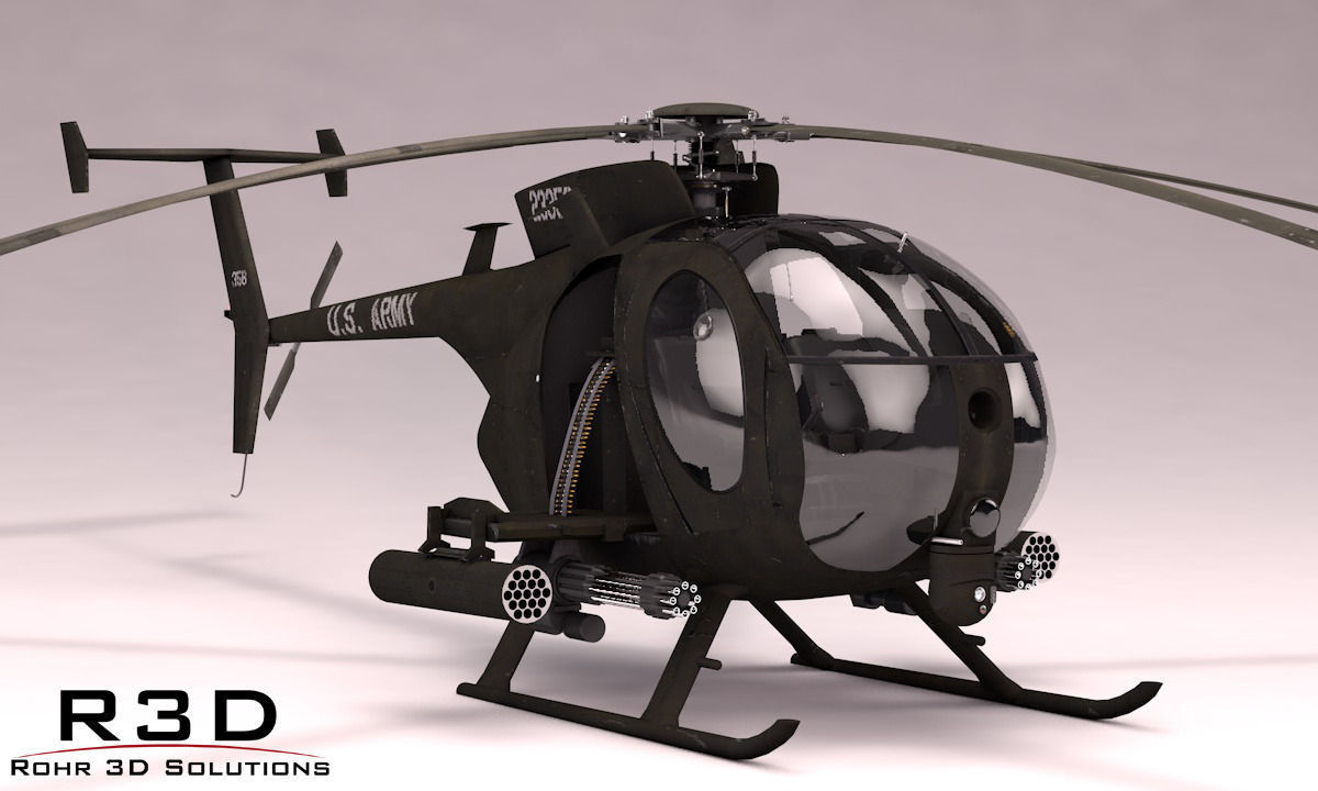 MH-6 Little Bird Gunship 3D Model .max .obj .3ds .fbx .c4d .skp ...