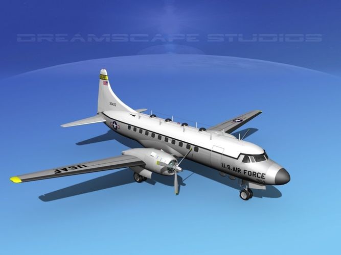 Convair T-29 USAF V01 3D Model rigged .max .obj .3ds .lwo .lw .lws .dxf ...