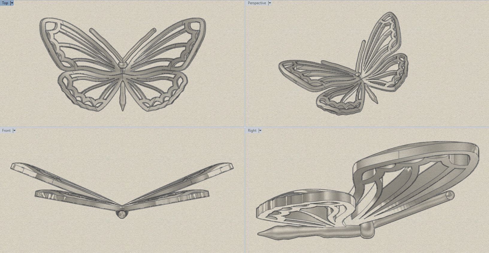 Butterfly - silver 3D model 3D printable | CGTrader