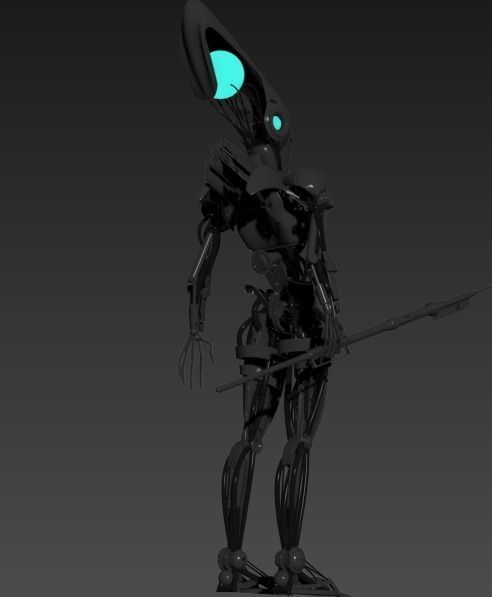 sciff futuristic woman holding sword 3D model | CGTrader