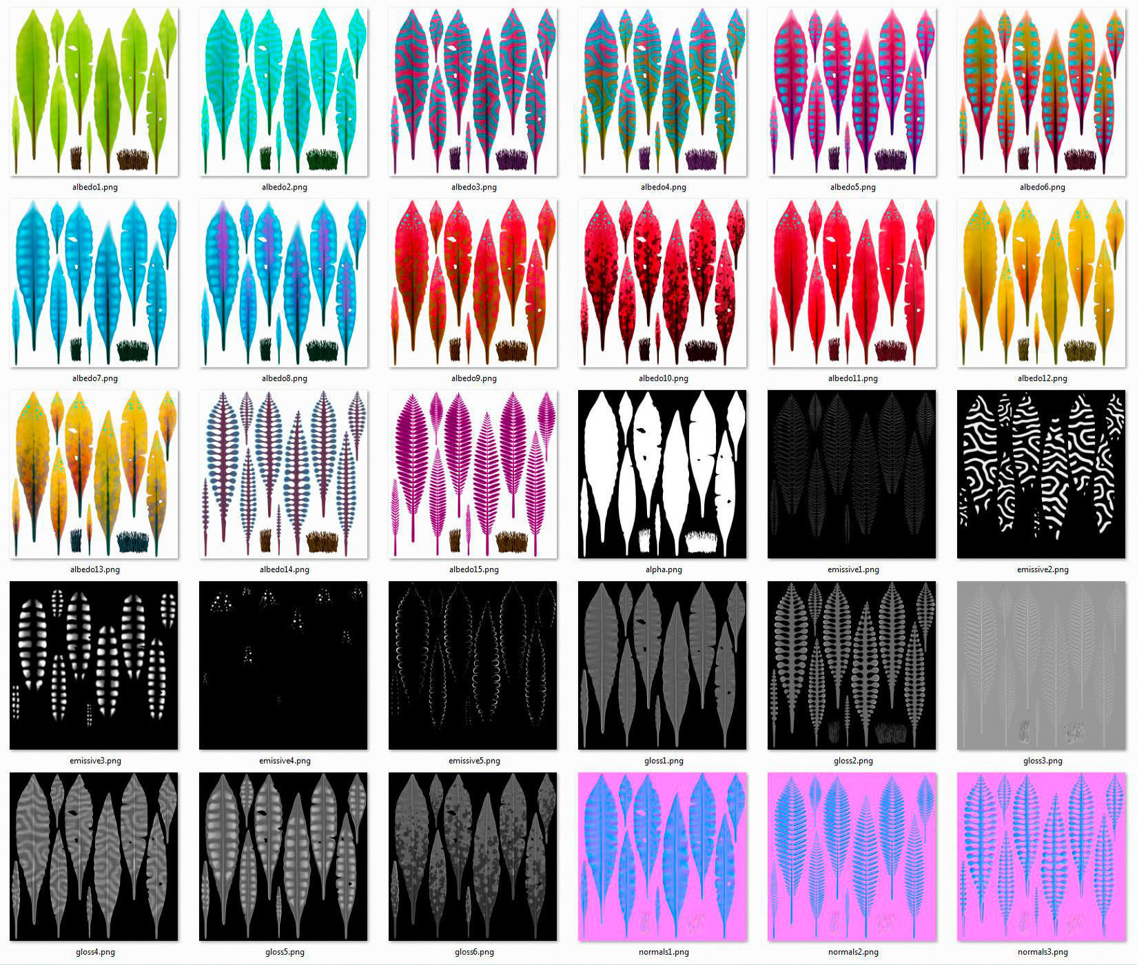 Alien Plant Leaves texture pack 1 Texture | CGTrader