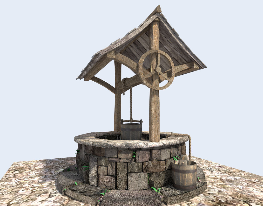 medieval water well 3D Model .obj .3ds .fbx .blend .dae .x - CGTrader.com
