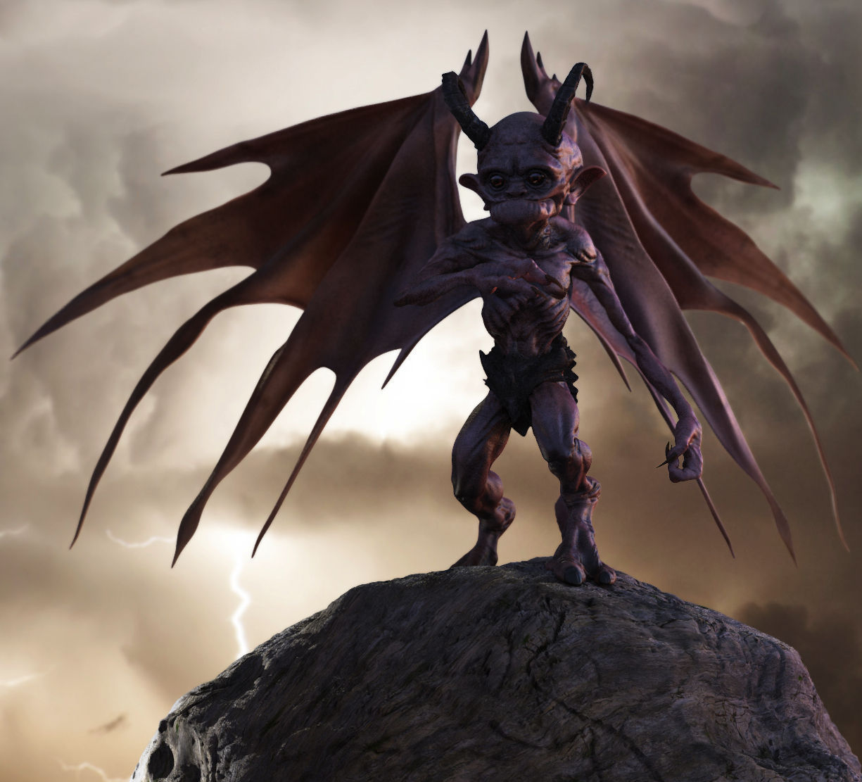 Gargoyle demon with wings 3D model 3D printable | CGTrader