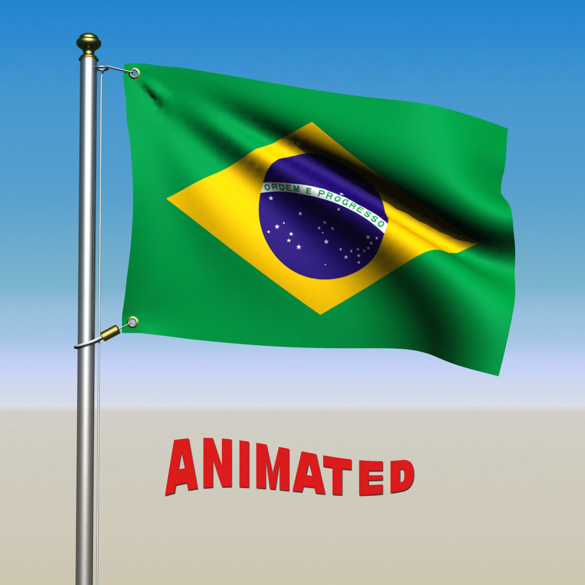 Animated Brazil Flag 3D model animated rigged | CGTrader