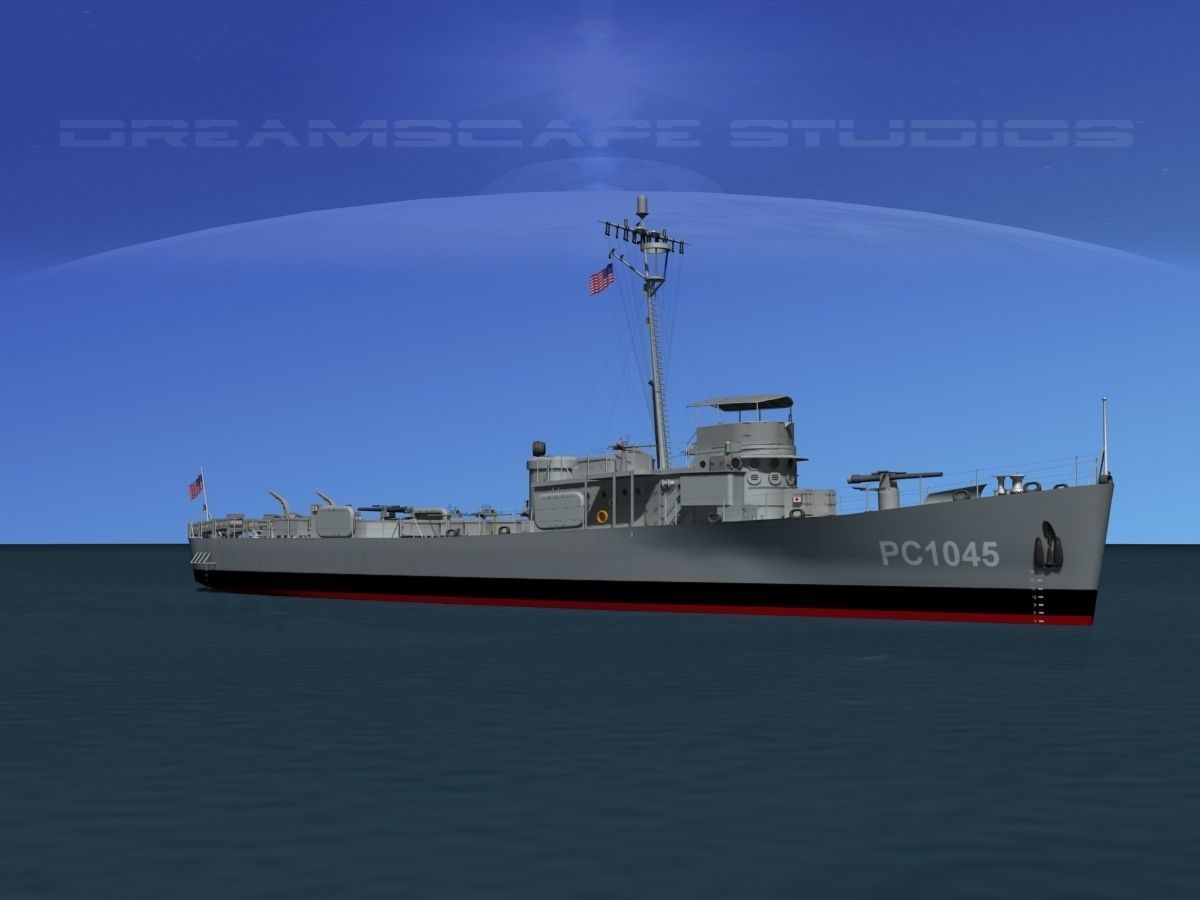 USS PC-1045 Submarine Chaser 3D model rigged | CGTrader