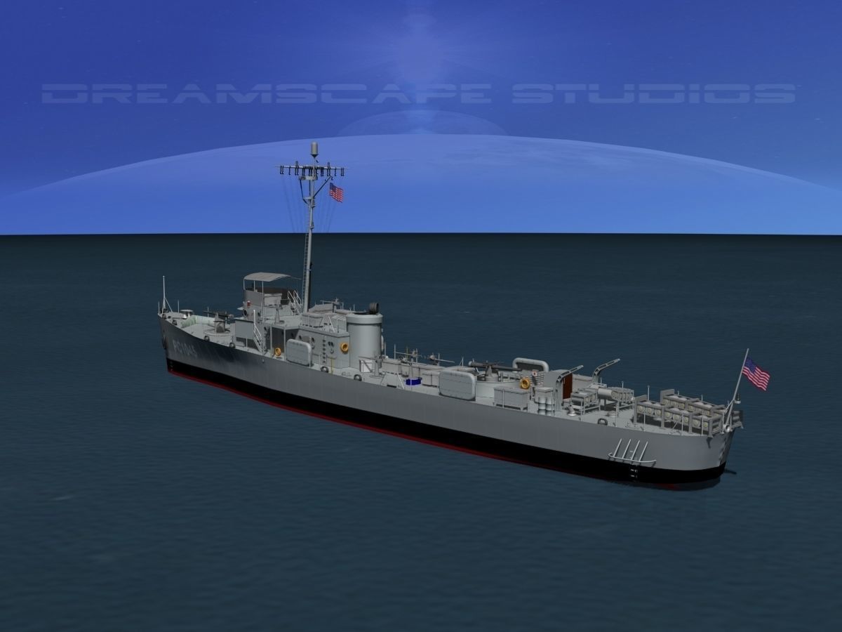 USS PC-1045 Submarine Chaser 3D model rigged | CGTrader