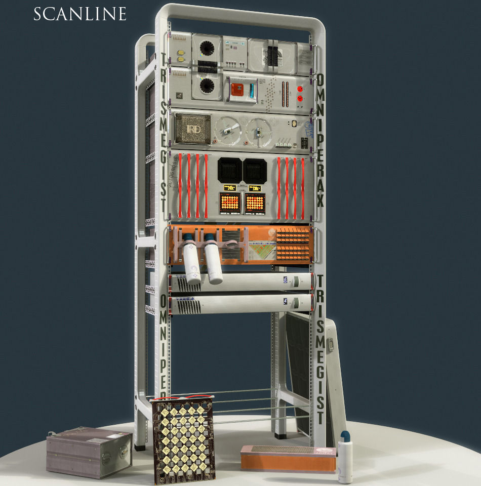 3D model Analytical scientific rack in corridor VR / AR / low-poly ...