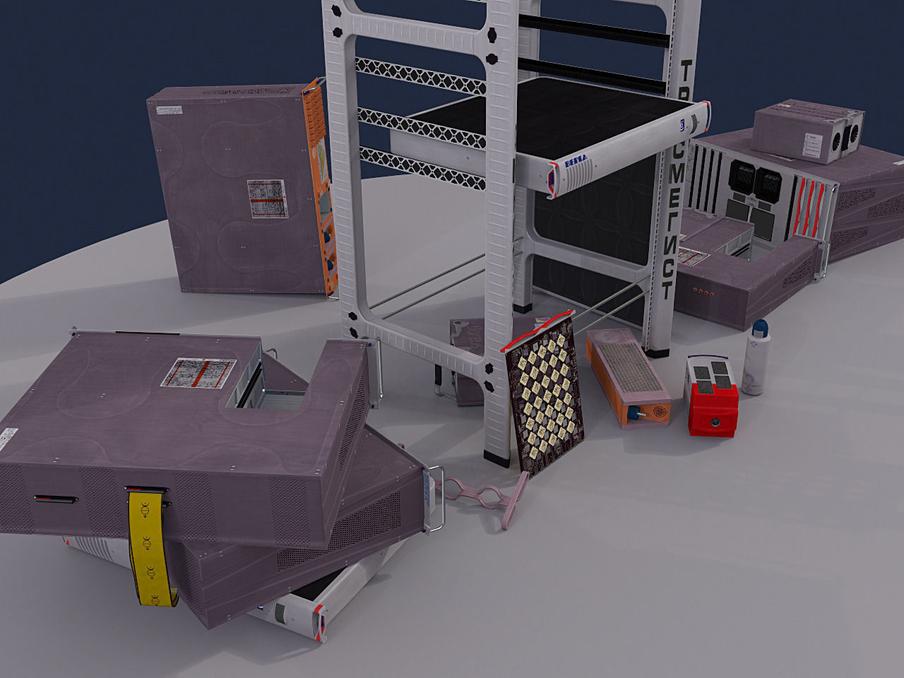 3D model Analytical scientific rack in corridor VR / AR / low-poly ...