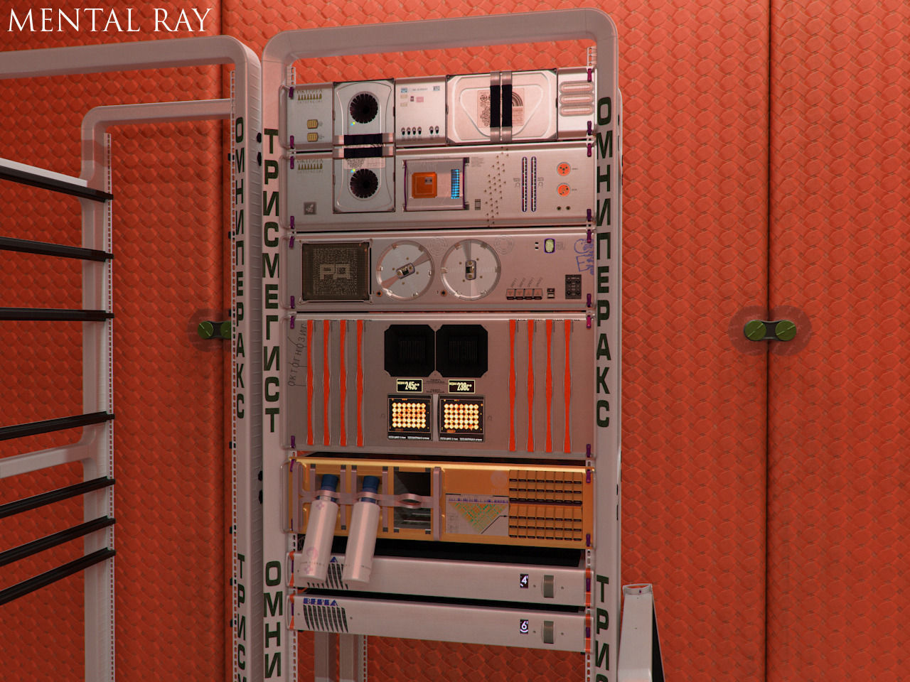 3D model Analytical scientific rack in corridor VR / AR / low-poly ...