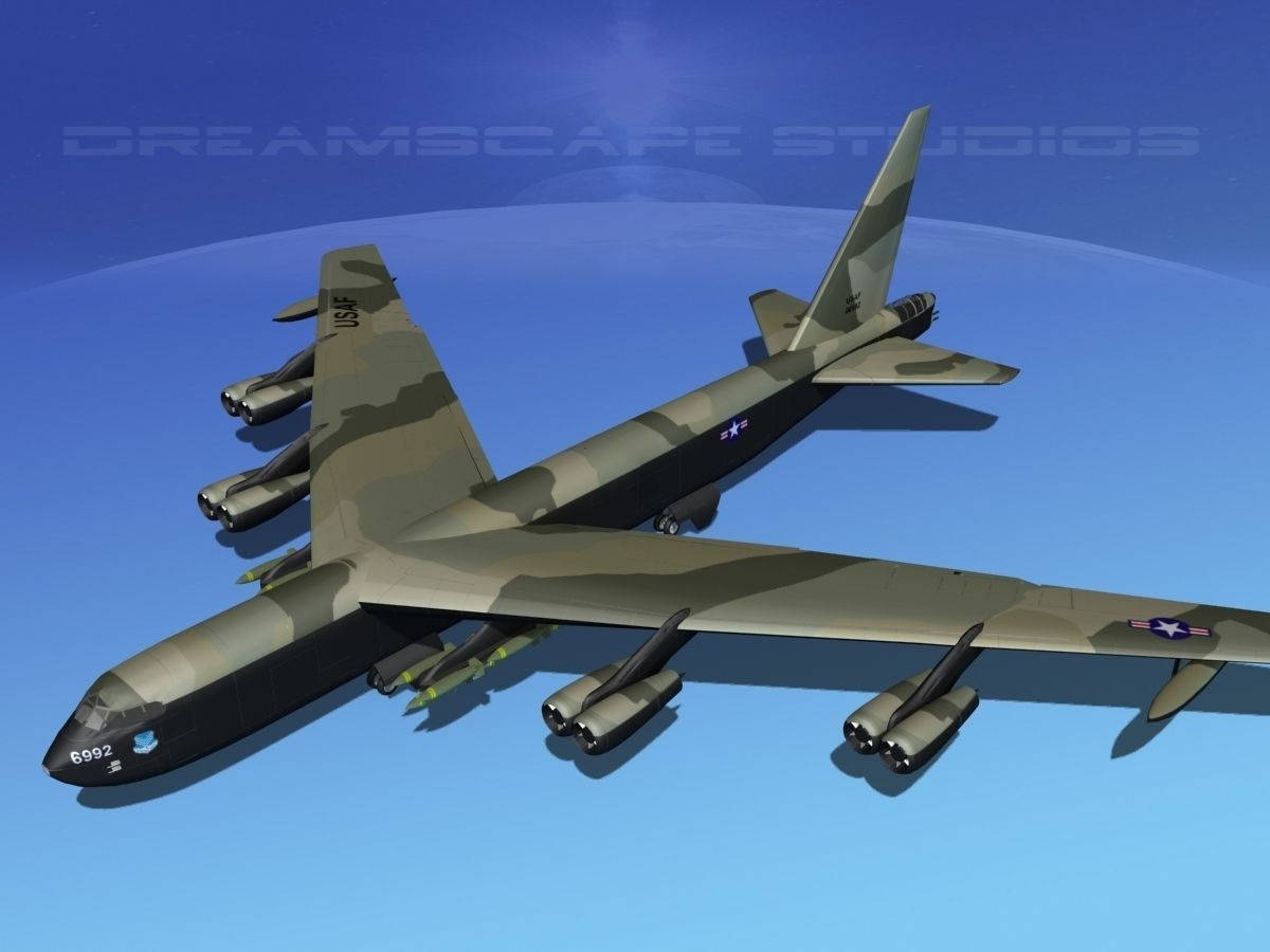 Boeing B-52D Stratofortress V03 3D Model rigged .max .obj .3ds .lwo .lw ...