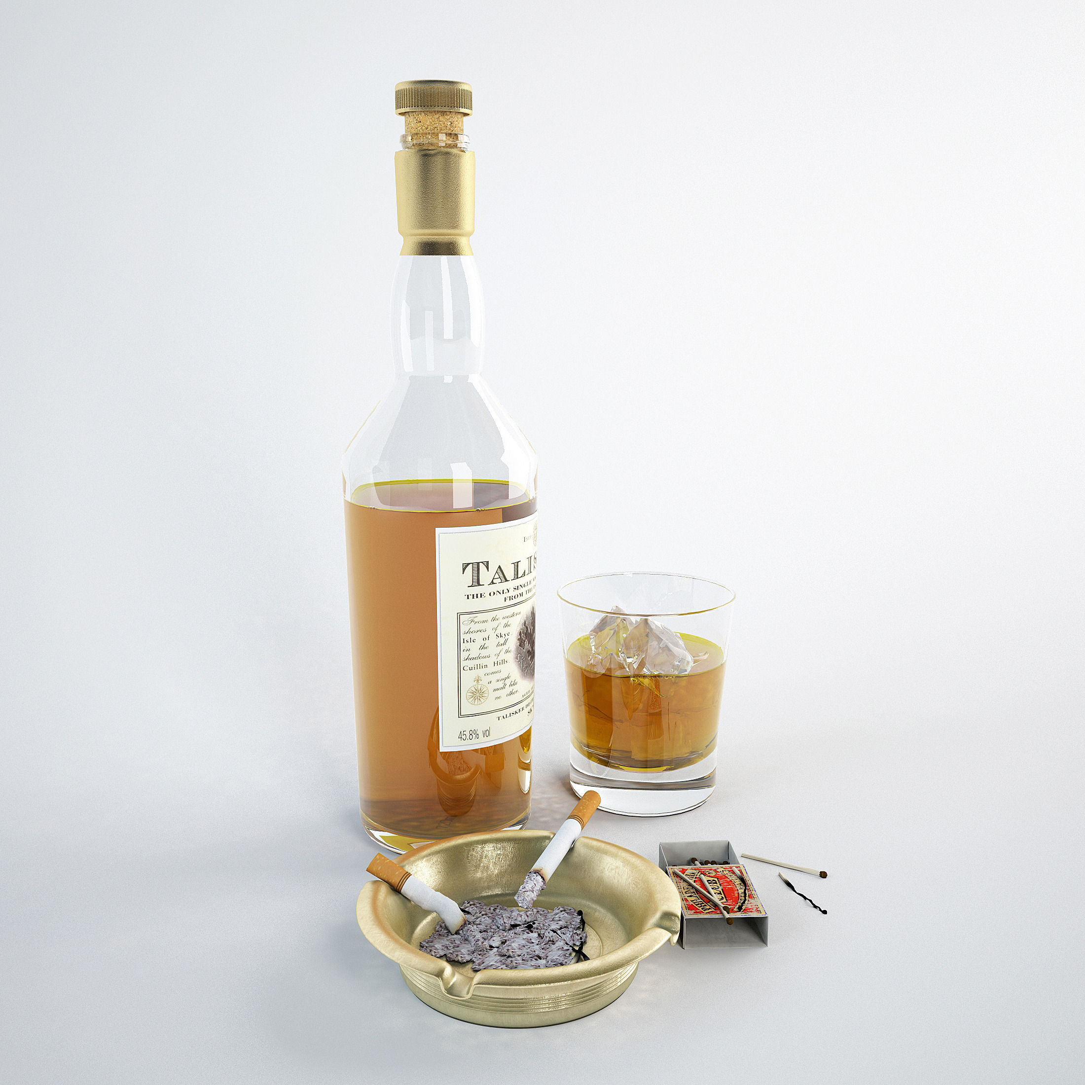 Talisker whiskey cigarette ice decor 3D model | CGTrader