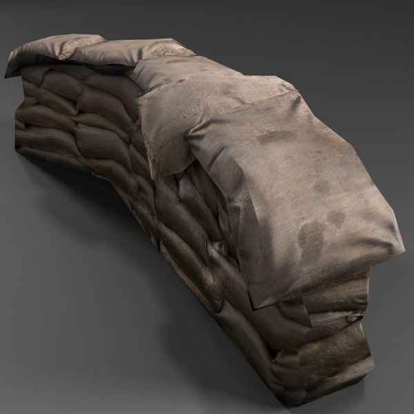 3D model Low Poly Sandbags sandbag bench VR / AR / low-poly | CGTrader