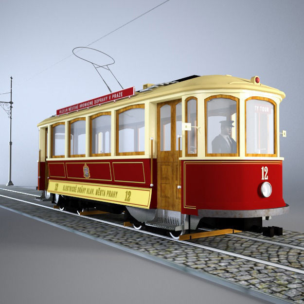 3D model SKODA retro tramway VR / AR / low-poly rigged | CGTrader