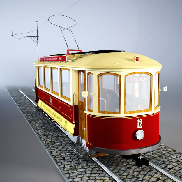 3D model SKODA retro tramway VR / AR / low-poly rigged | CGTrader