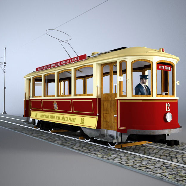 3D model SKODA retro tramway VR / AR / low-poly rigged | CGTrader