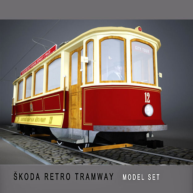 3D model SKODA retro tramway VR / AR / low-poly rigged | CGTrader