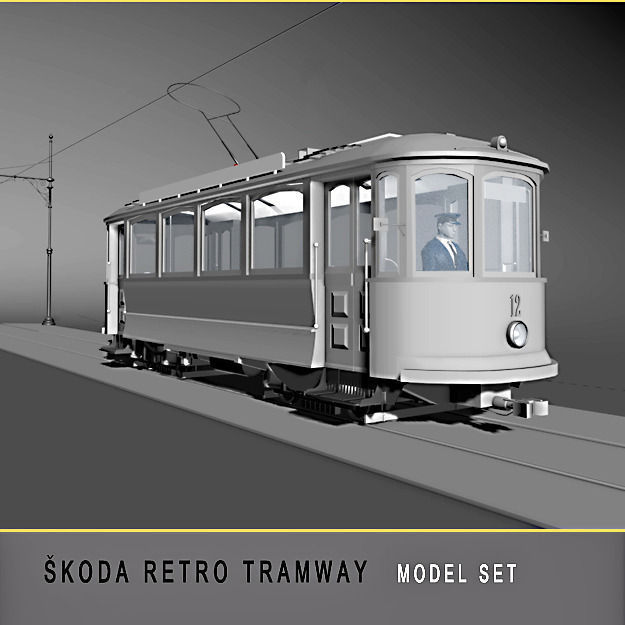 3D model SKODA retro tramway VR / AR / low-poly rigged | CGTrader