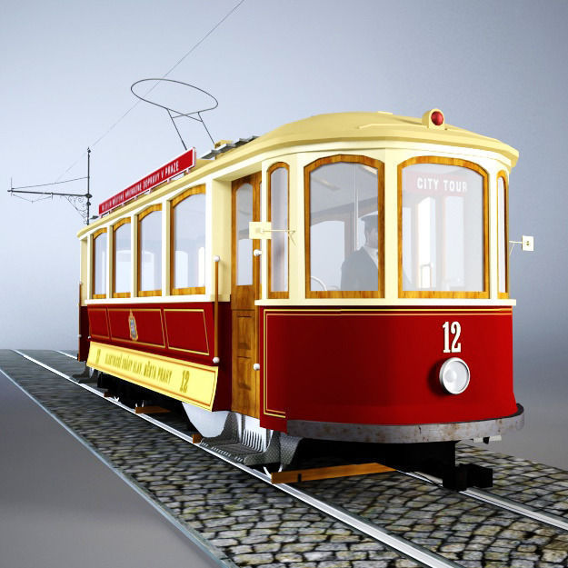 3D model SKODA retro tramway VR / AR / low-poly rigged | CGTrader