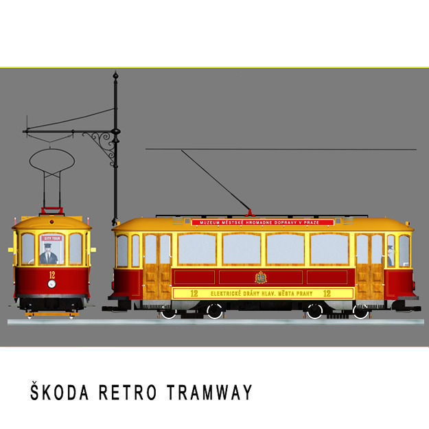3D model SKODA retro tramway VR / AR / low-poly rigged | CGTrader