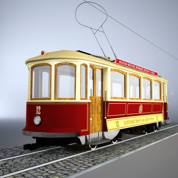 3D model SKODA retro tramway VR / AR / low-poly rigged | CGTrader