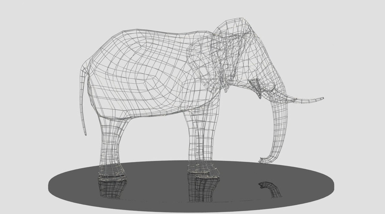 Elephant metal wire sculpture 3D model | CGTrader