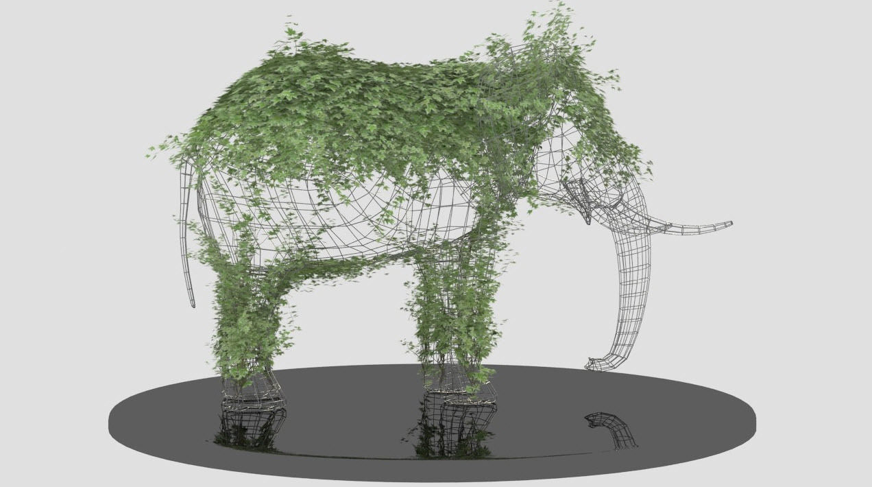Elephant metal wire sculpture 3D model | CGTrader