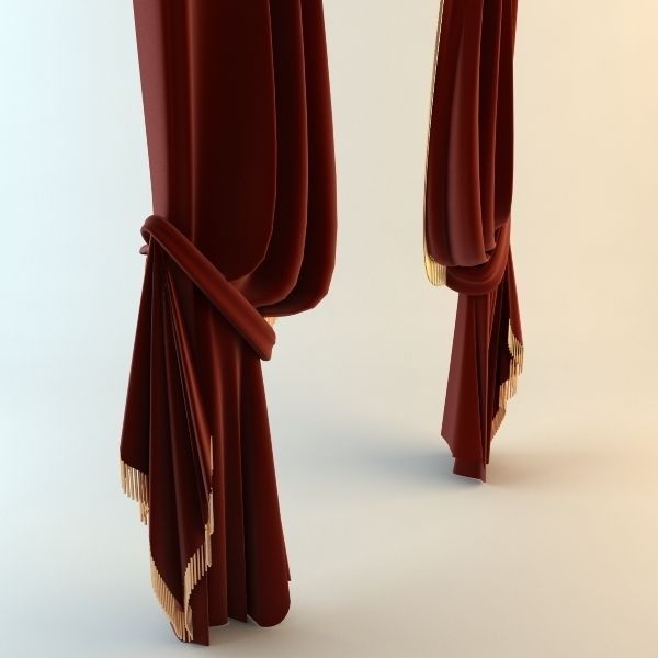 Elegant Red Curtains 3D model | CGTrader