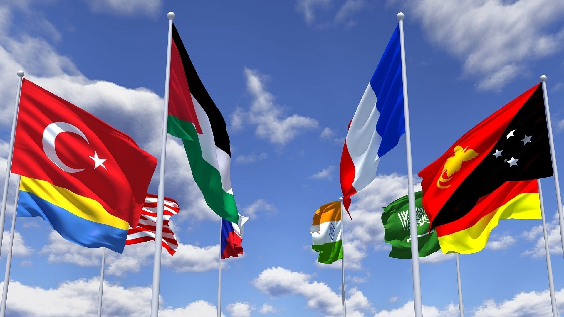 ADJUSTABLE FLAGS 3D model animated | CGTrader