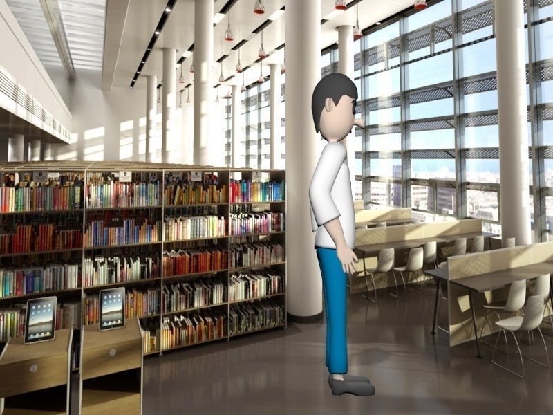 doctor cartoon character in library free VR / AR / low-poly 3D model ...