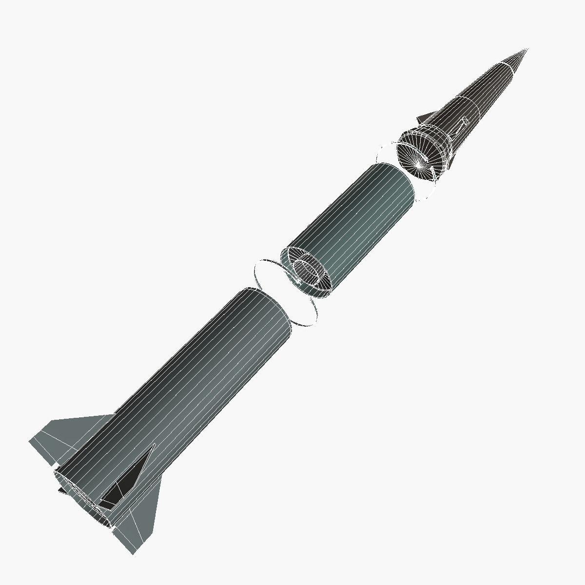 Pershing II Ballitic Missile 3D Model .obj .3ds .fbx .dxf .blend .dae ...