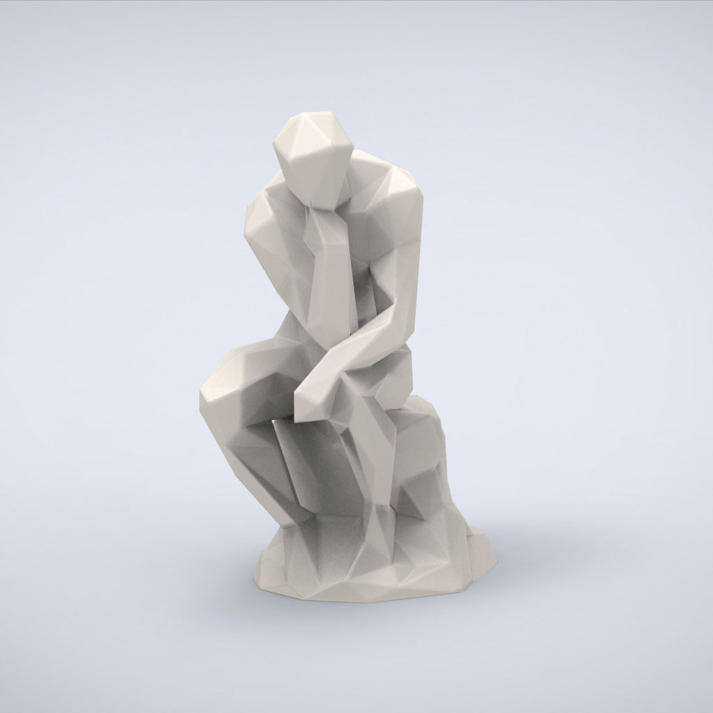 Printable The Thinker Lowpoly Style 3D model 3D printable | CGTrader