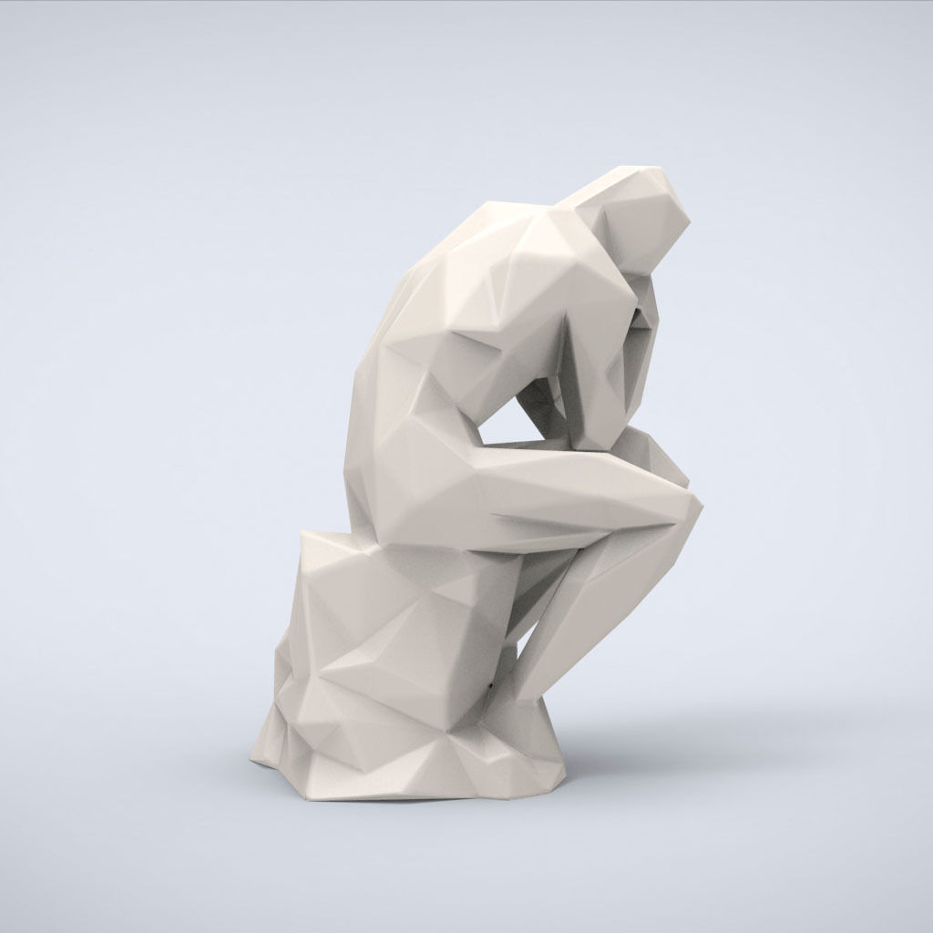 Printable The Thinker Lowpoly Style 3D model 3D printable | CGTrader
