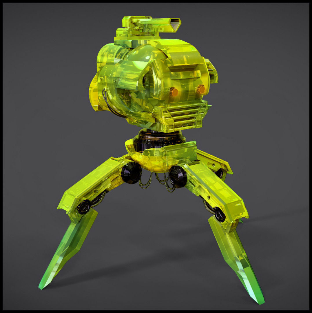 Cryon orange robot on tripod 3D model | CGTrader