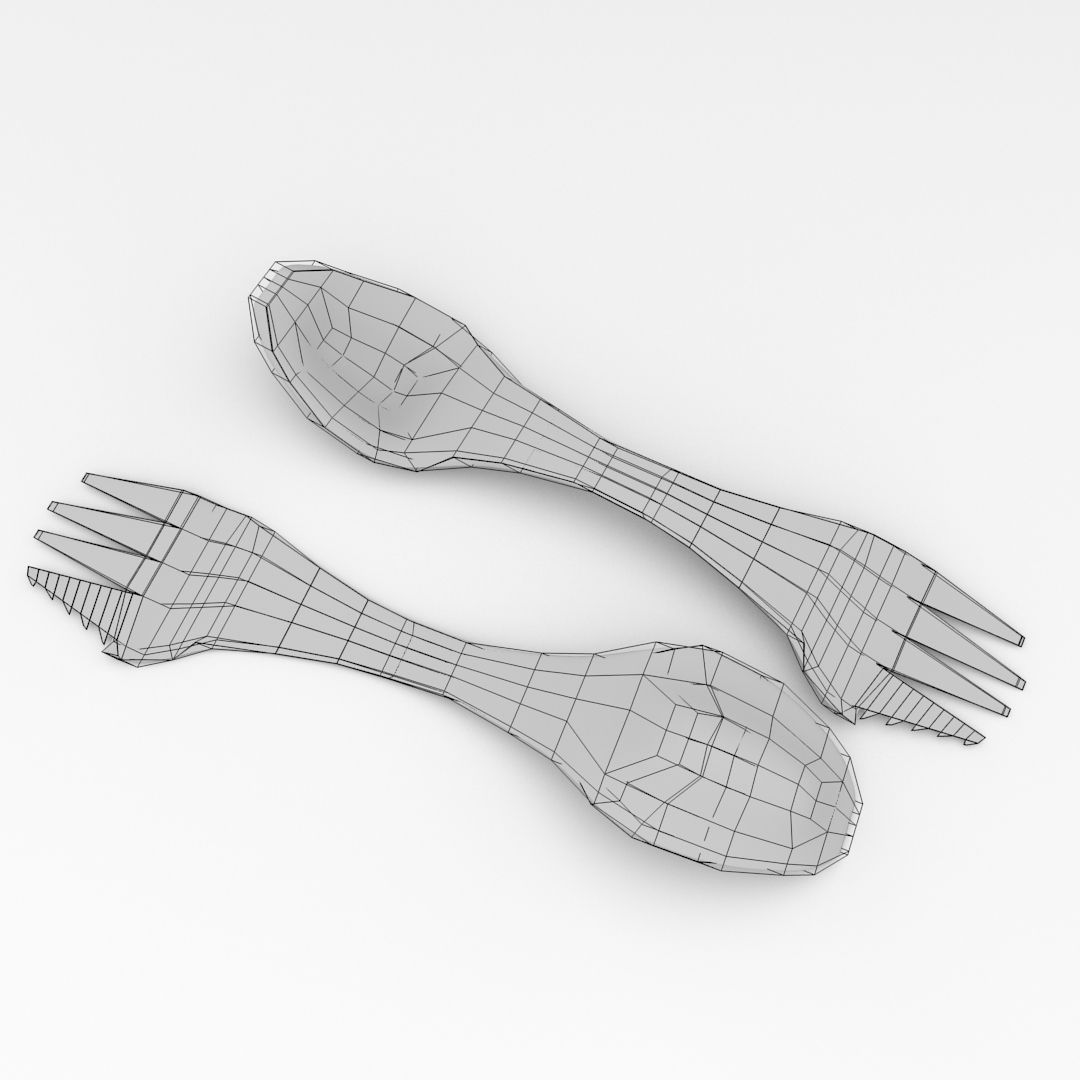 Knork two forks and spoons 3D model | CGTrader